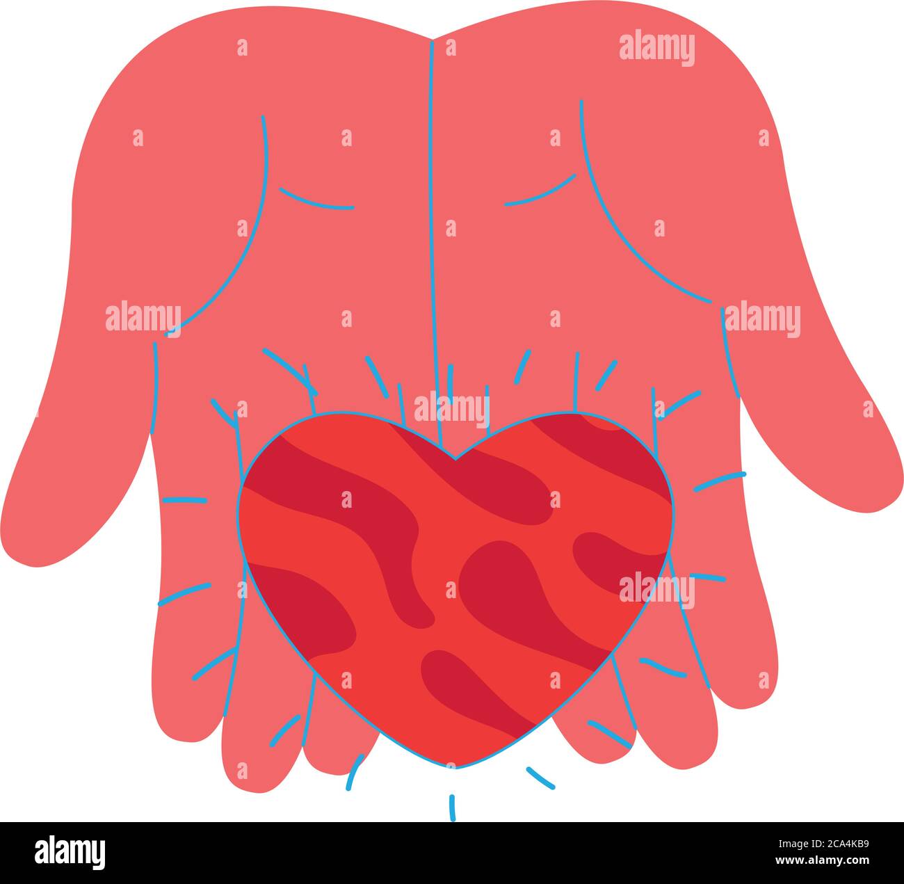 Heart over open hands design of love passion and romantic theme Vector ...