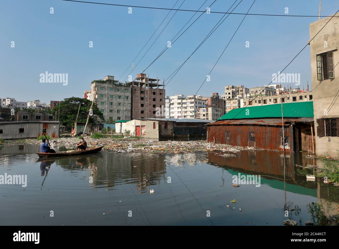 Dhaka, Bangladesh - August 03, 2020: Boats have become the only means ...