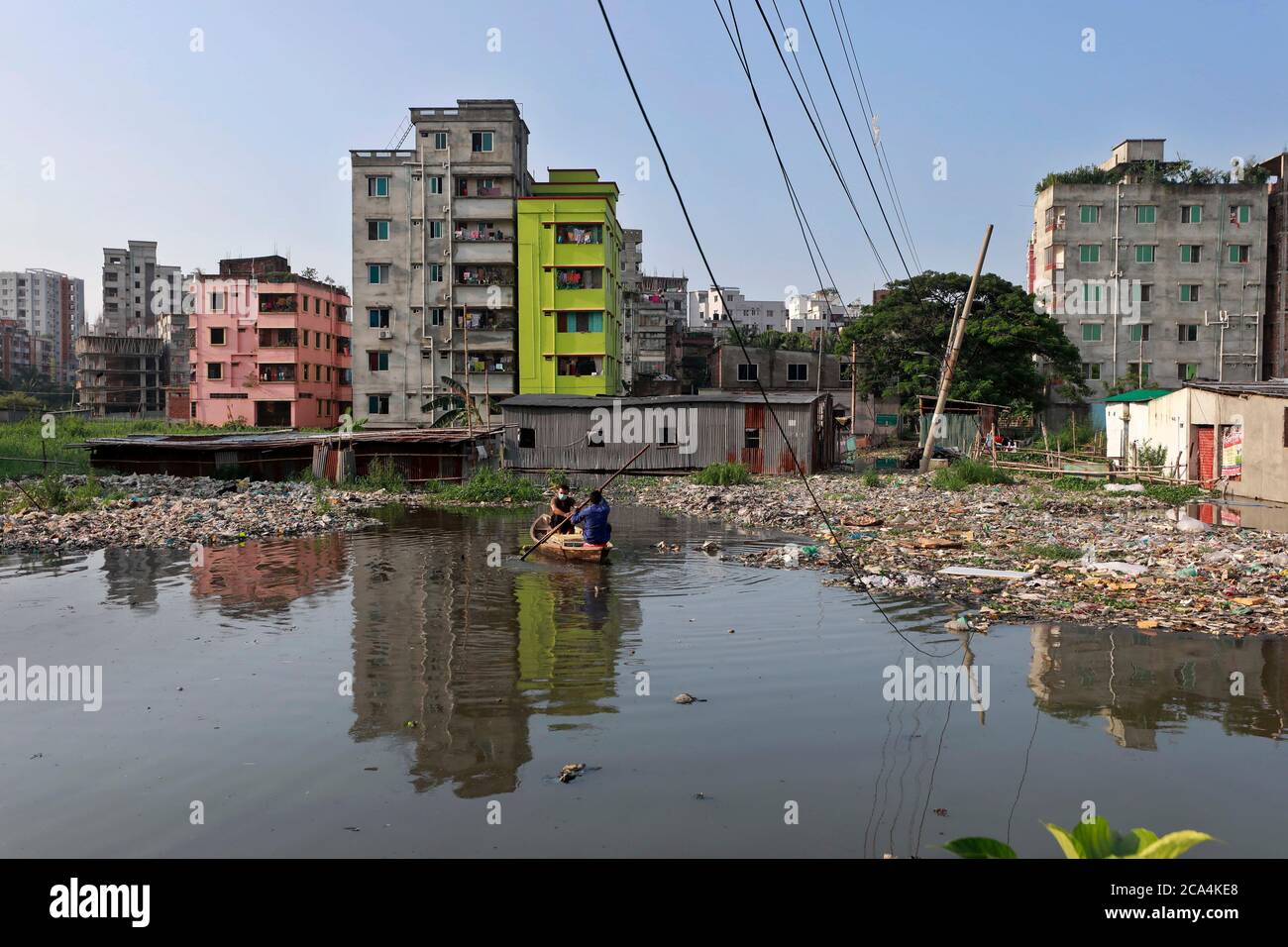 Dhaka, Bangladesh - August 03, 2020: Boats have become the only means ...
