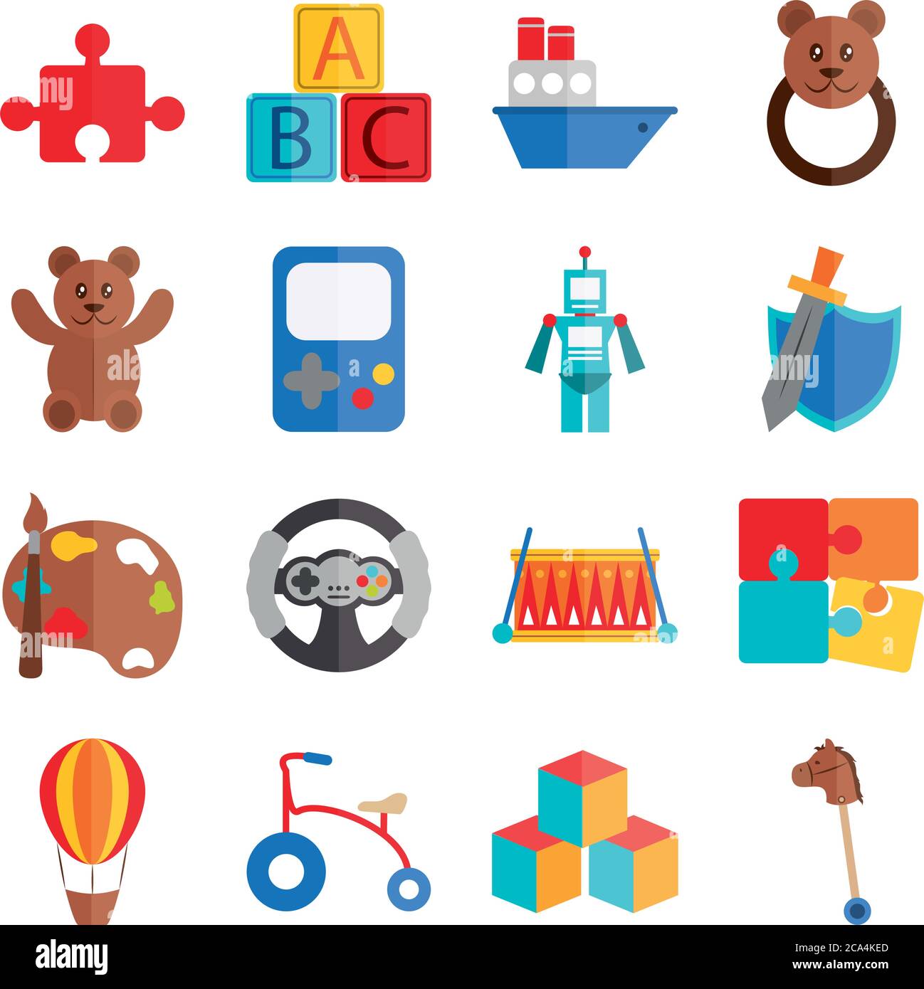 cartoon toy puzzle cube robot boat drum bear, object for small children ...