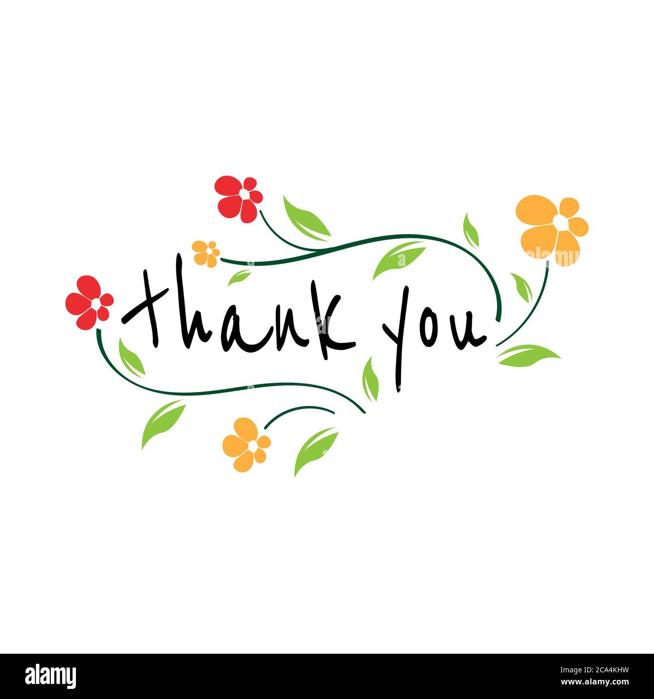 thank you with flowers card lettering. Beautiful greeting scratched ...