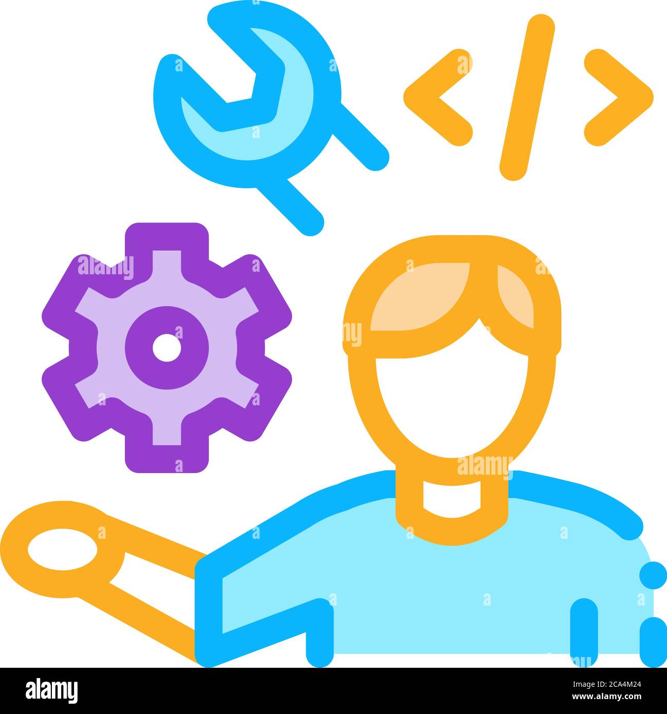 front end developer icon vector outline illustration Stock Vector Image ...