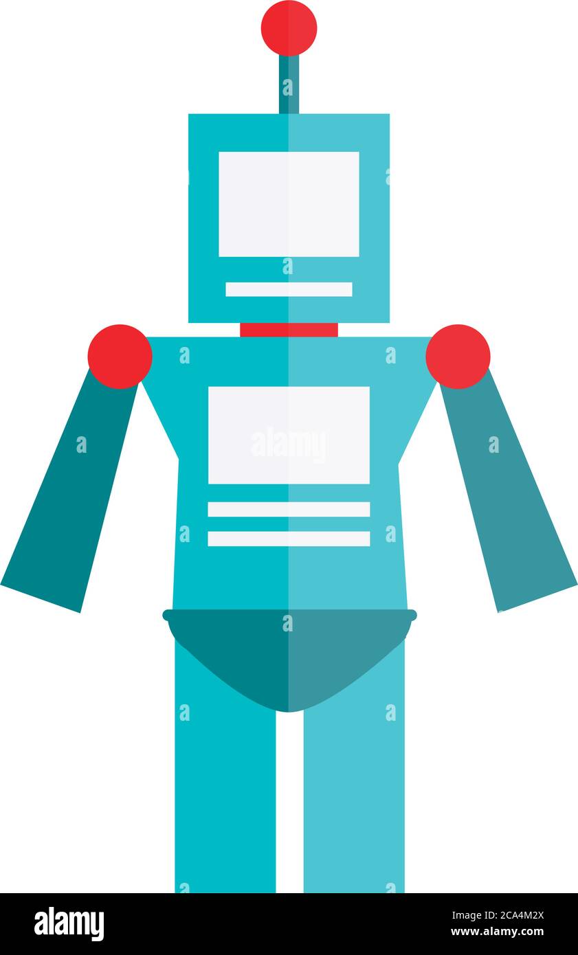 cartoon little robot toy object for small children to play, flat style ...