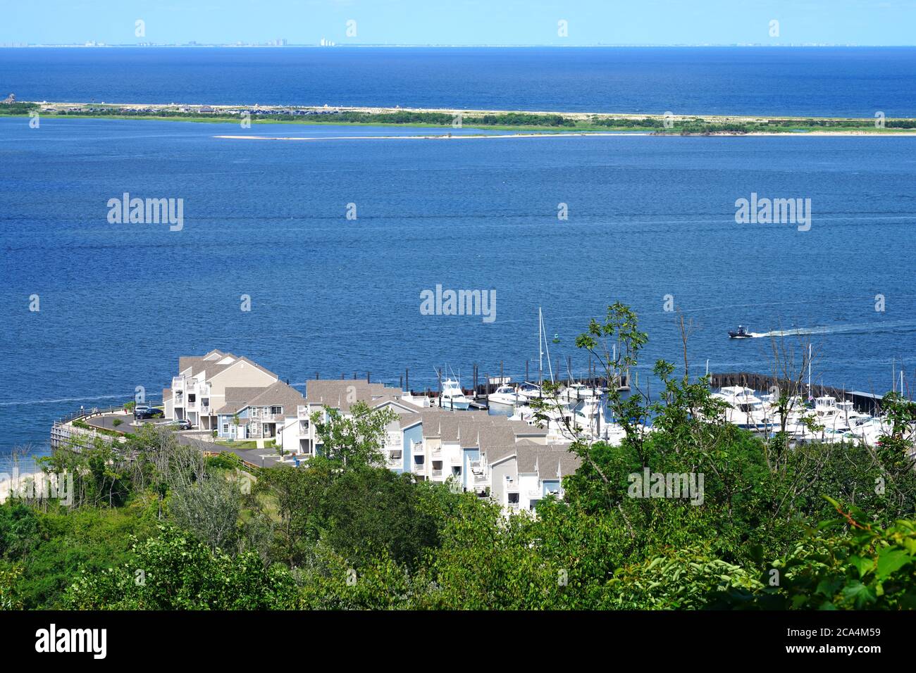 HIGHLANDS, NJ -16 JUL 2020- Day view of the beach town of Highlands ...