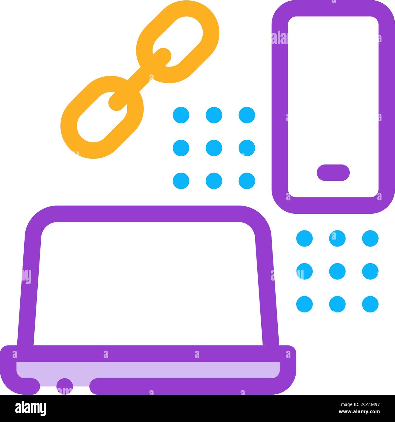 computer and phone connection icon vector outline illustration Stock ...