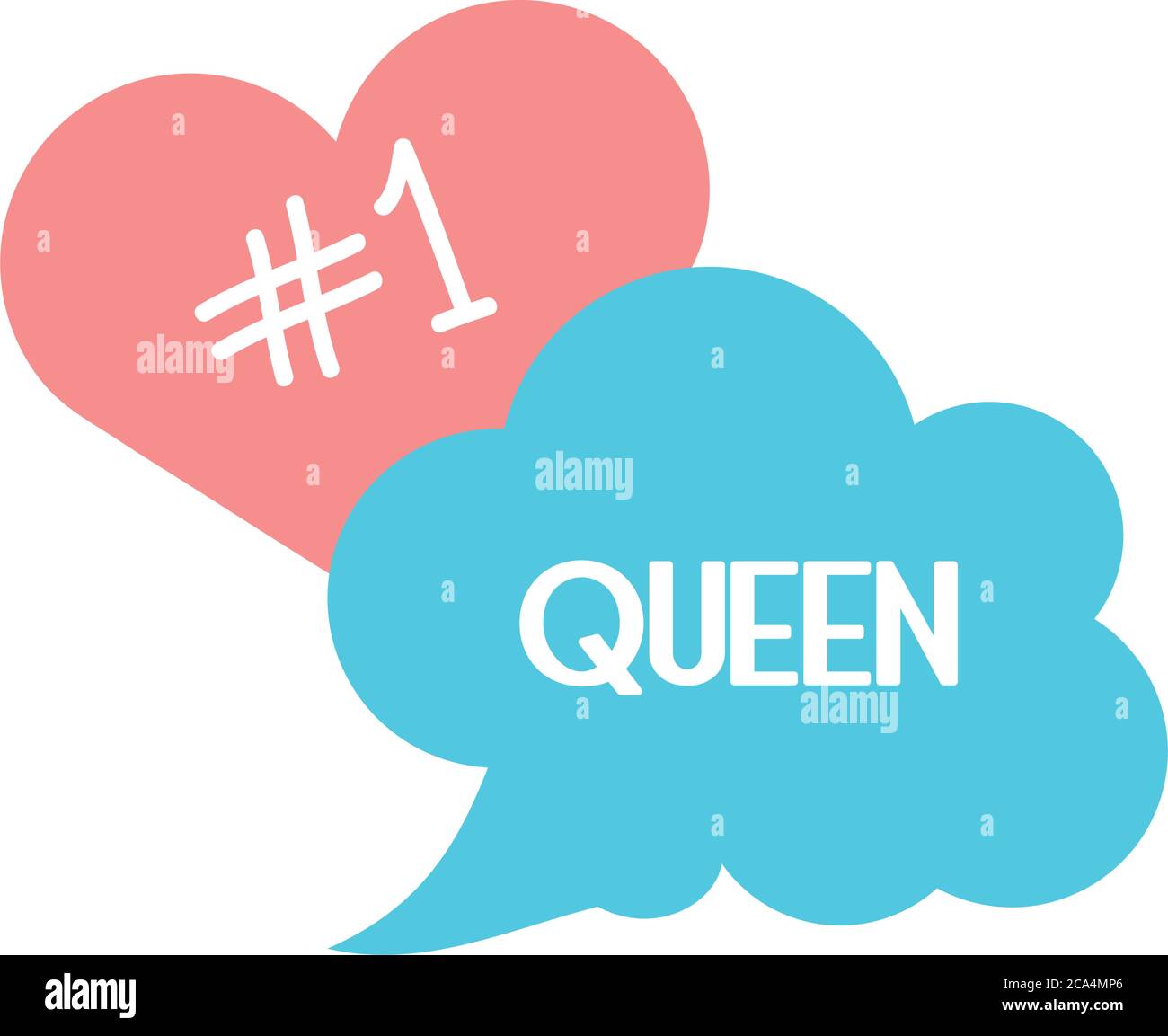 slang bubbles concept, heart and cloud bubble with queen word icon over ...