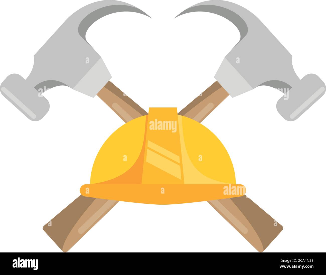 hammers construction tools crossed and helmet vector illustration ...