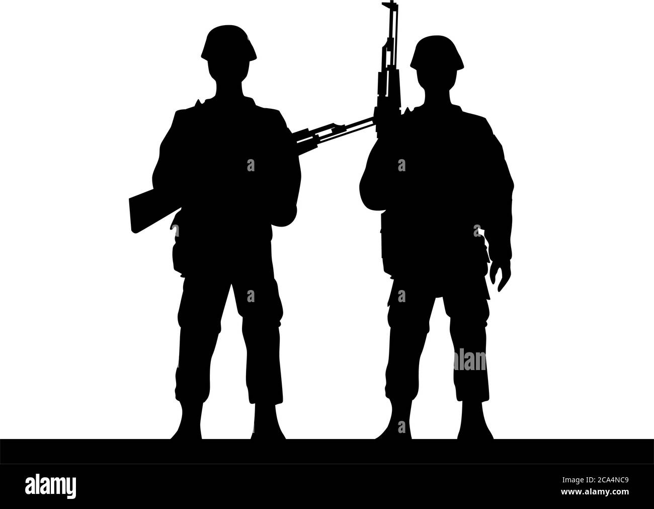 two soldiers military silhouettes figures vector illustration design ...