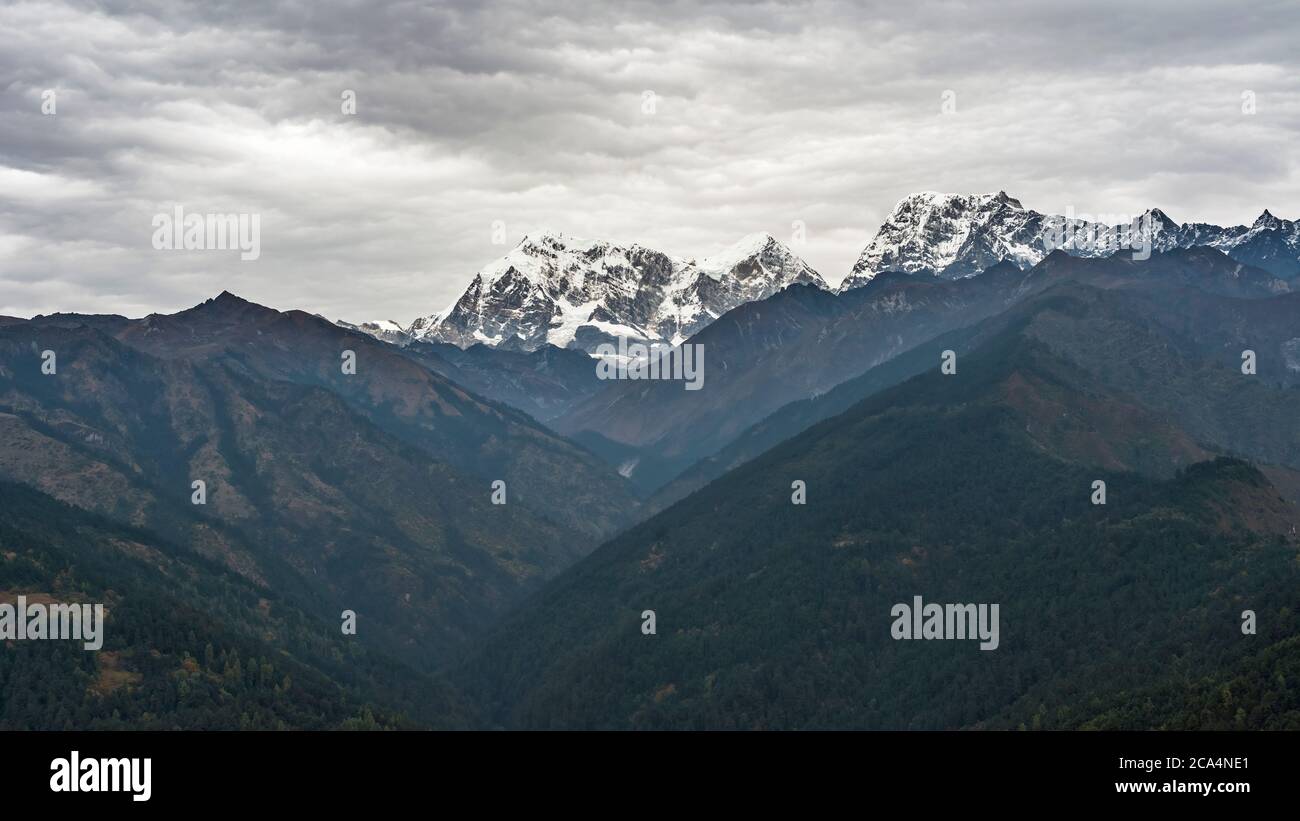 Breathtaking aerial view of Himalayas mountains in Nepal, on the ...
