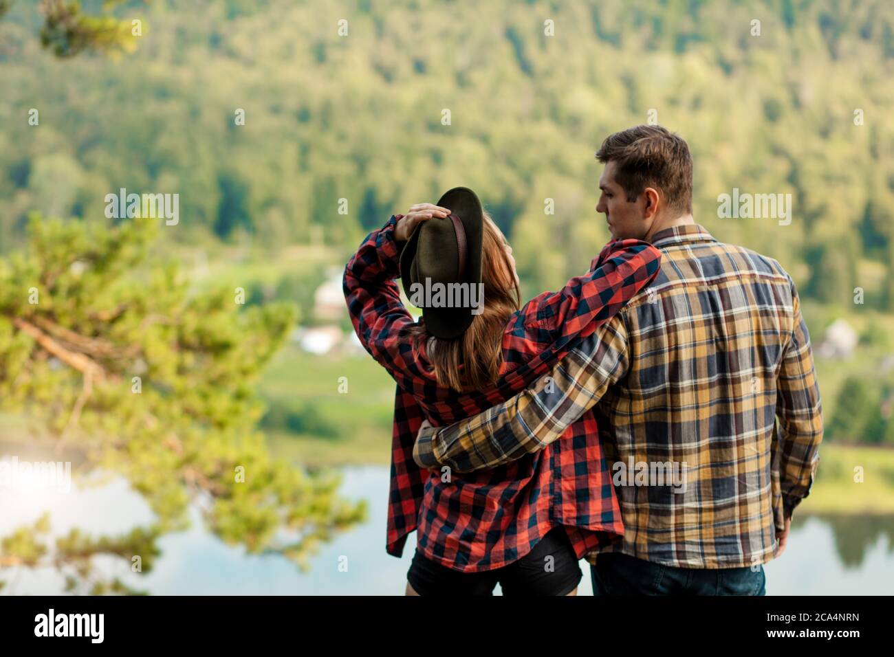 amazing emotional romantic happy young loving couple hugging outside ...