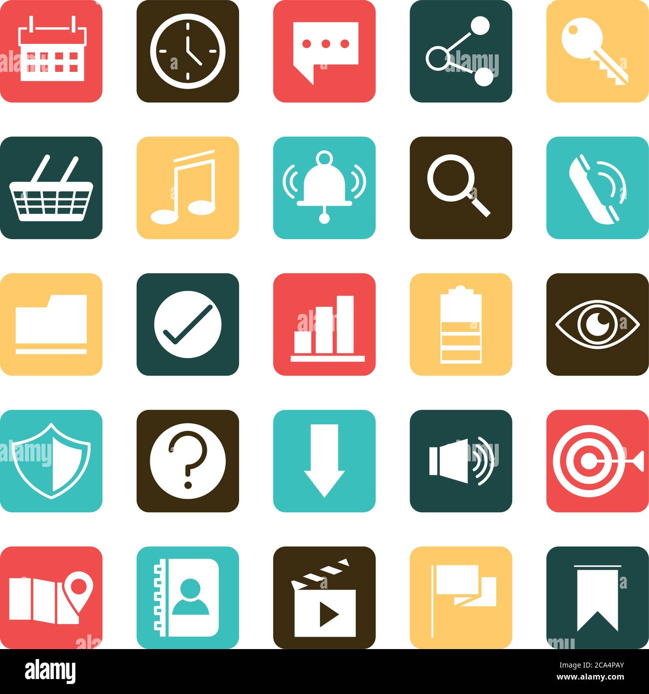 mobile application calendar clock sms video volume target telephone ...