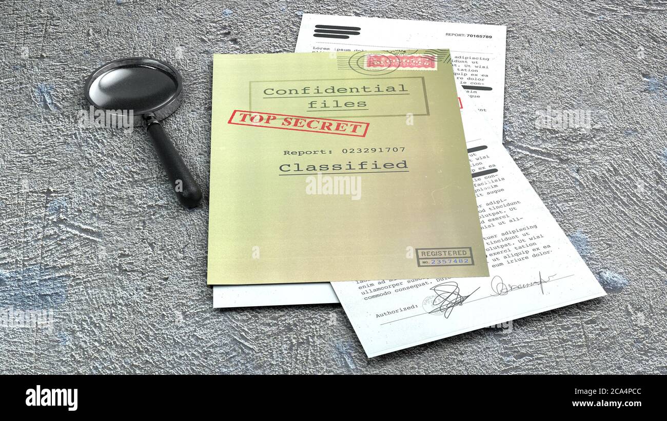Top secret document, decreted, confidential information, secret text ...