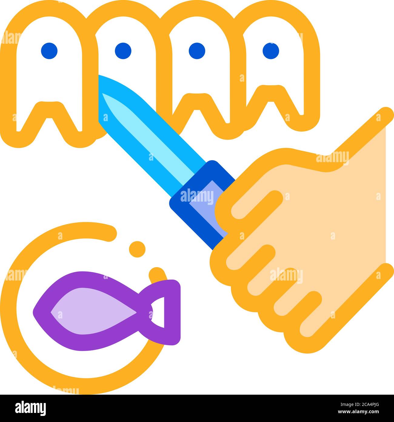 fish cutting icon vector outline illustration Stock Vector Image & Art ...