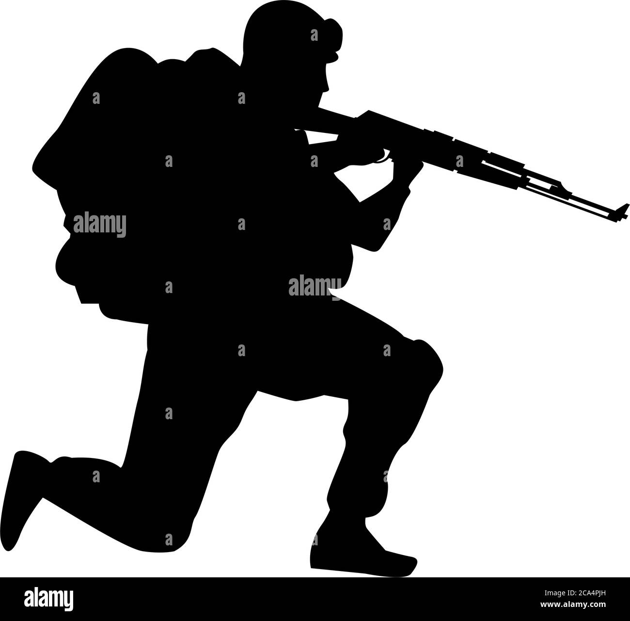 soldier military with rifle silhouette figure vector illustration ...