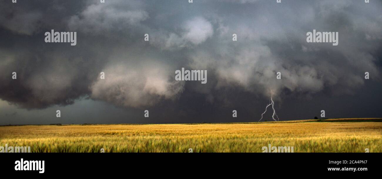 Thunderstorm advancing over a field Stock Photo - Alamy