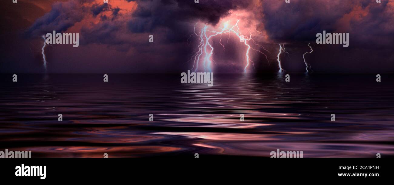 Lightning over the sea Stock Photo - Alamy
