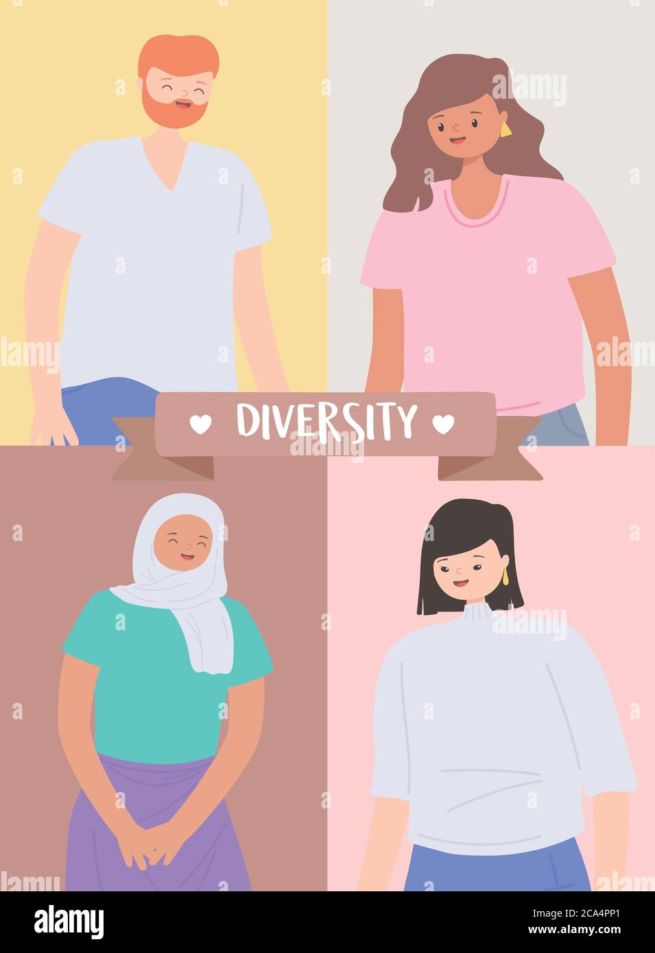 diverse multiracial and multicultural people, portrait man and women ...