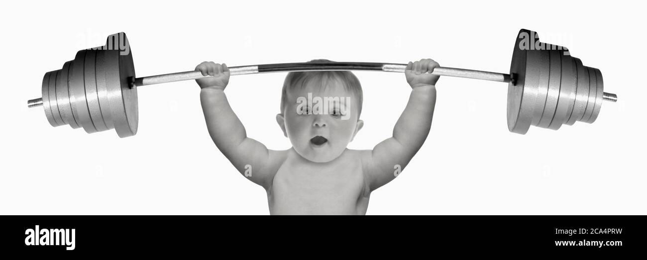 Black Baby Lifting Weights