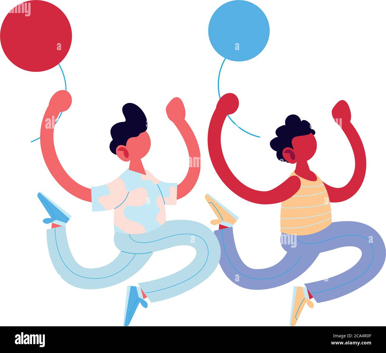 boys cartoons with balloons design, Kid childhood little people ...