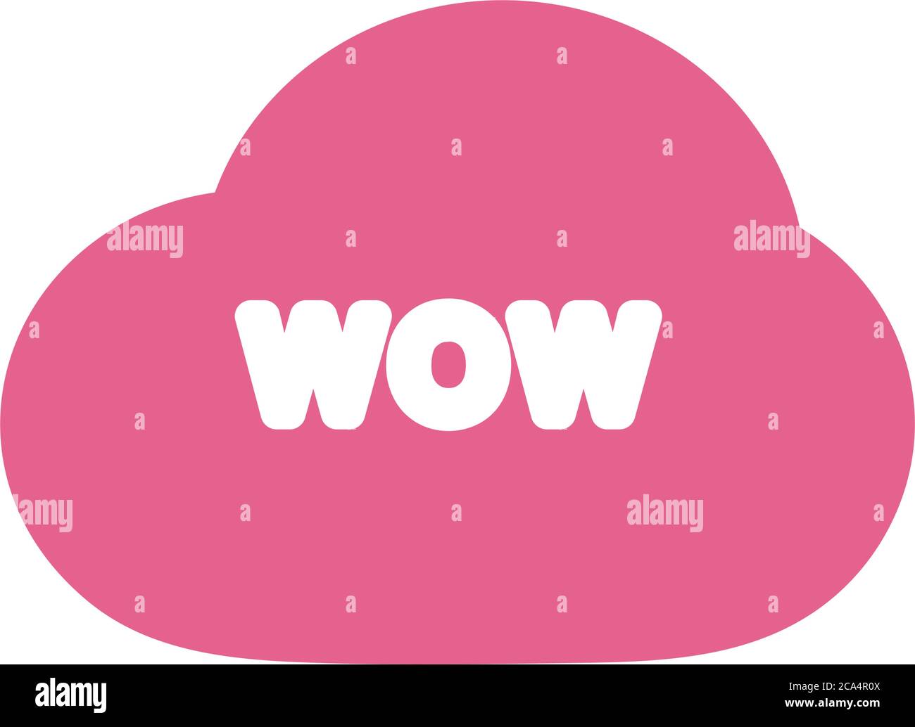 slang bubbles concept, pink cloud with wow word over white background ...