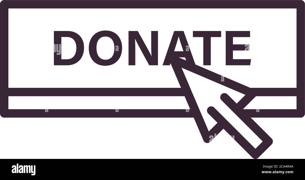 donate button with cursor arrow line style icon design of Charity donation and volunteer theme ...