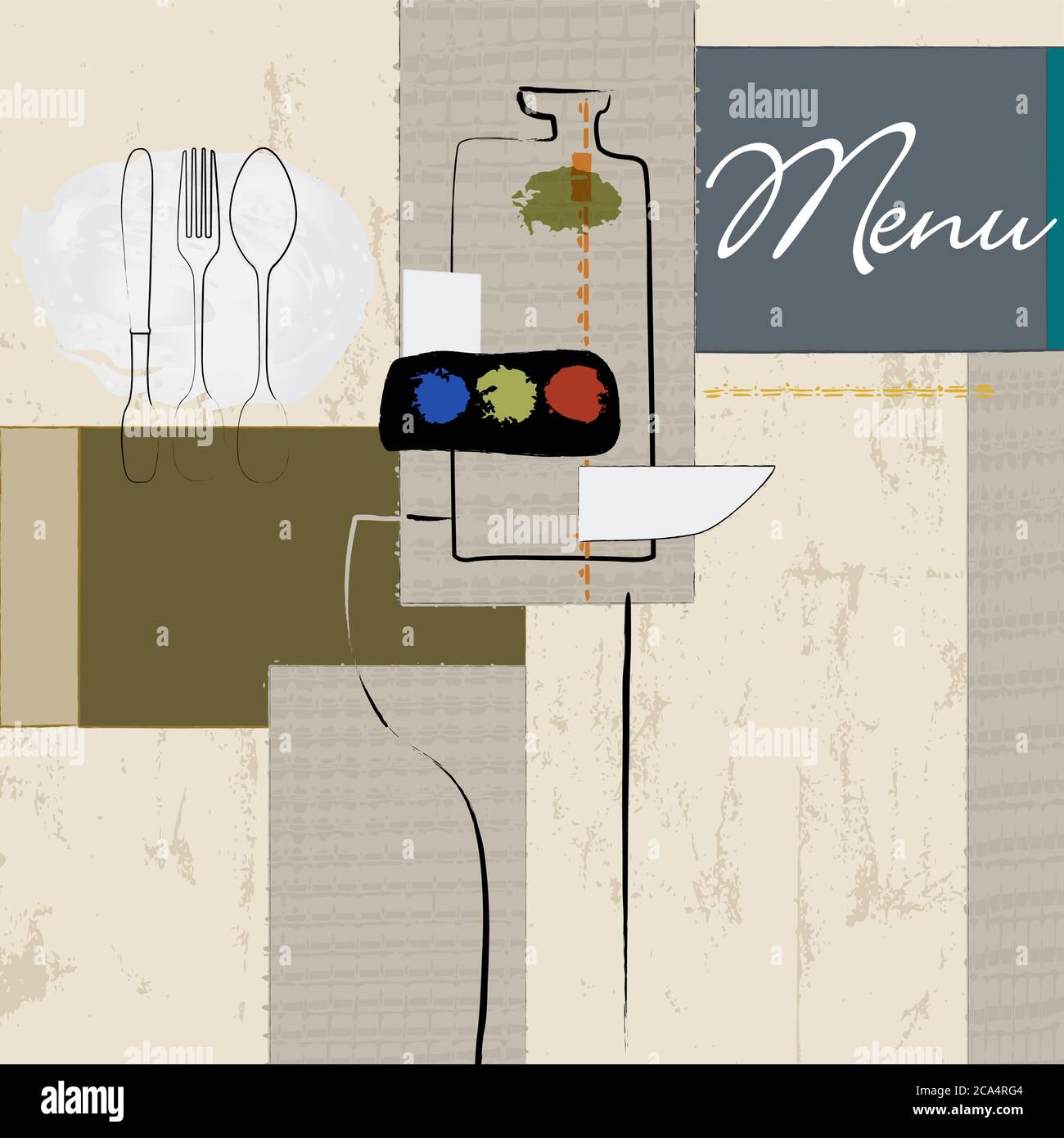 restaurant menu design template, with strokes and splashes, grungy ...