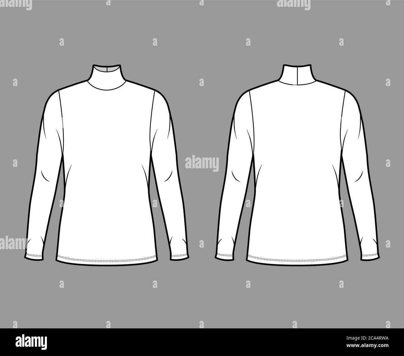 Turtleneck jersey sweater technical fashion illustration with long ...