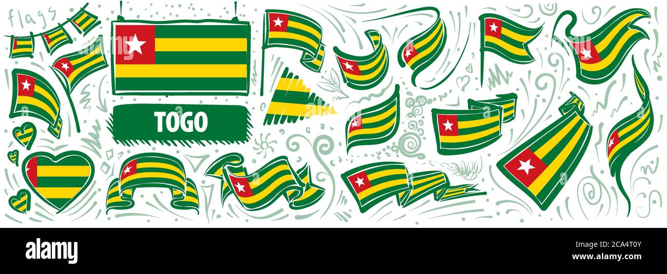 Vector set of the national flag of Togo in various creative designs ...