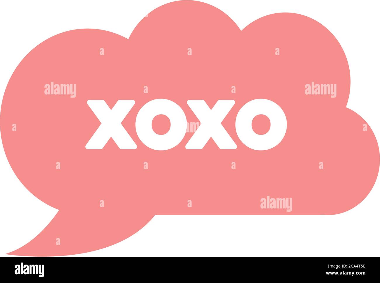 slang bubble concept, pink cloud with xoxo word icon over white ...
