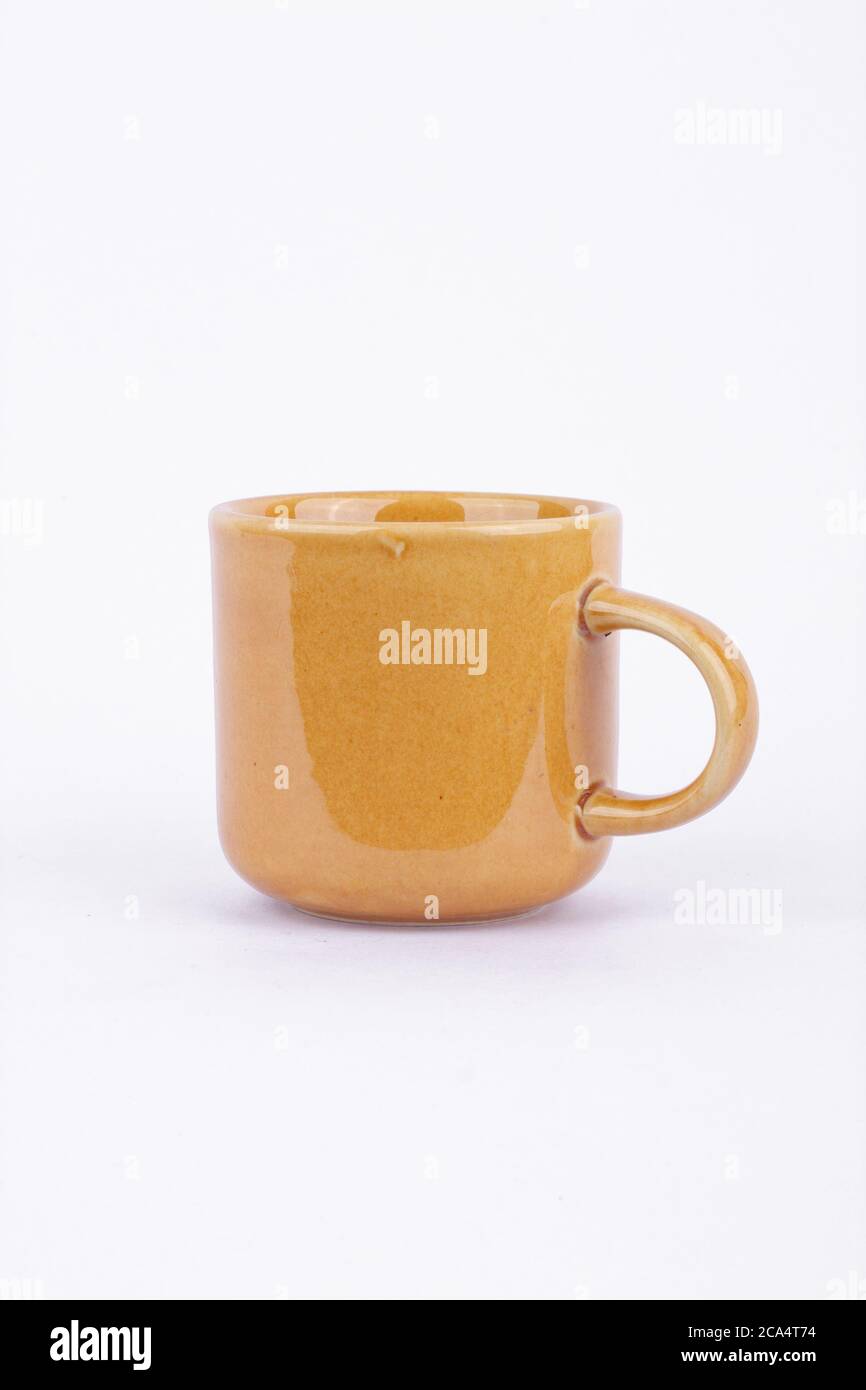 Coffee cup on break time in white background isolated Stock Photo - Alamy