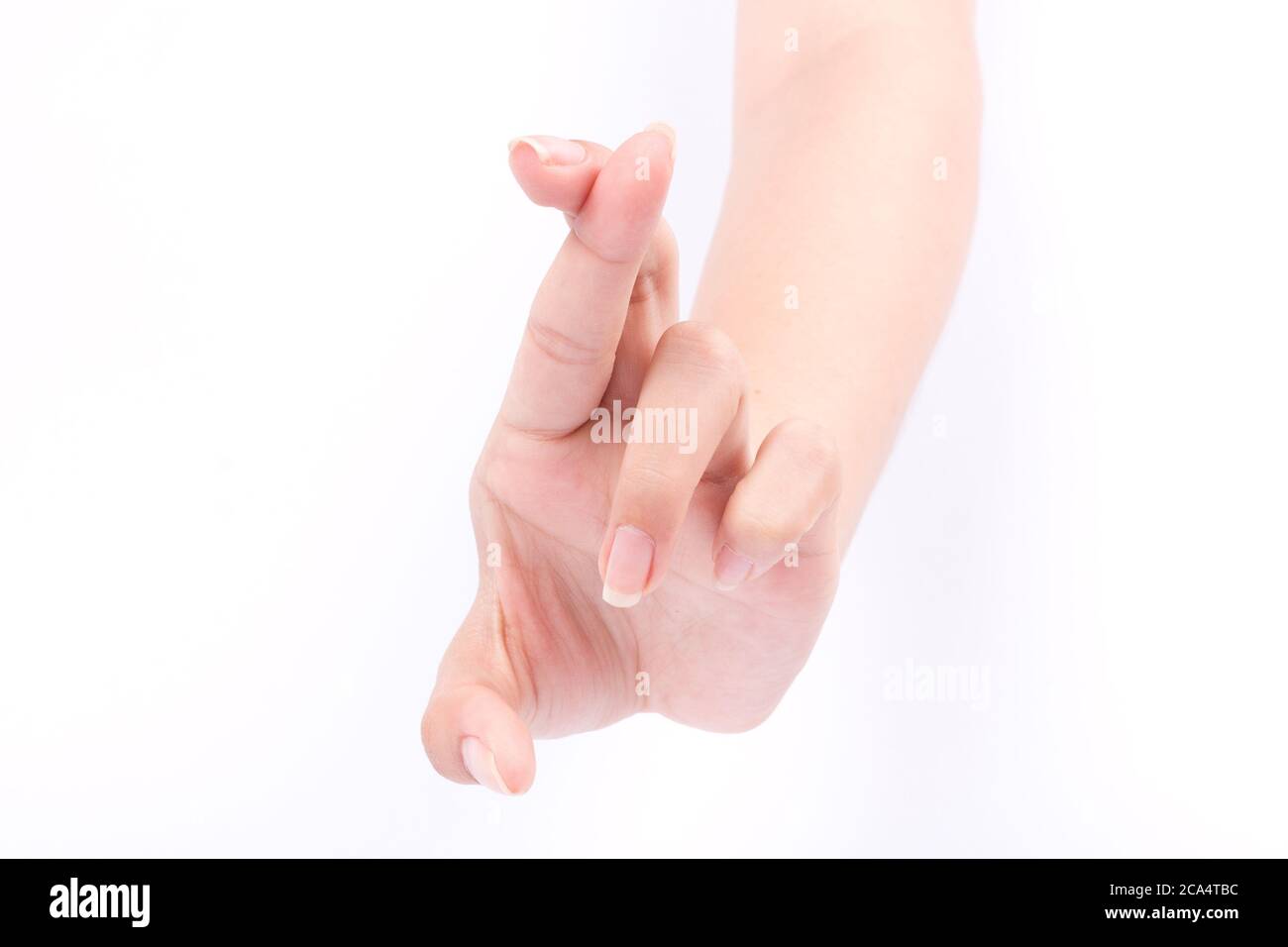finger hand symbols isolated concept Cross and lie conceptual on white ...