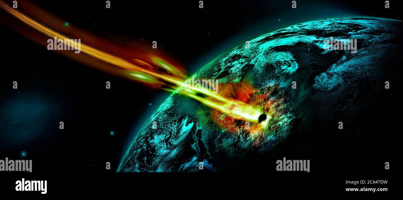 Comet colliding with earth Stock Photo - Alamy