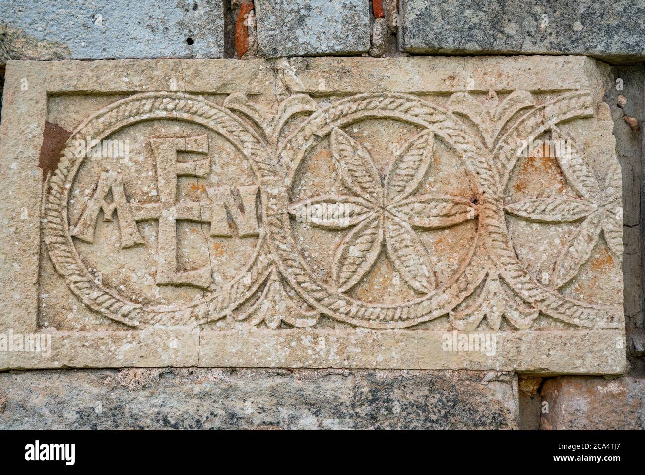 Visigoth church of Santa María de Lara near the village of Quintanilla ...