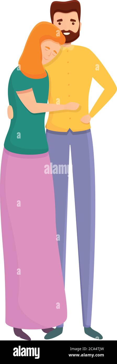 Happy hug couple icon. Cartoon of happy hug couple vector icon for web ...