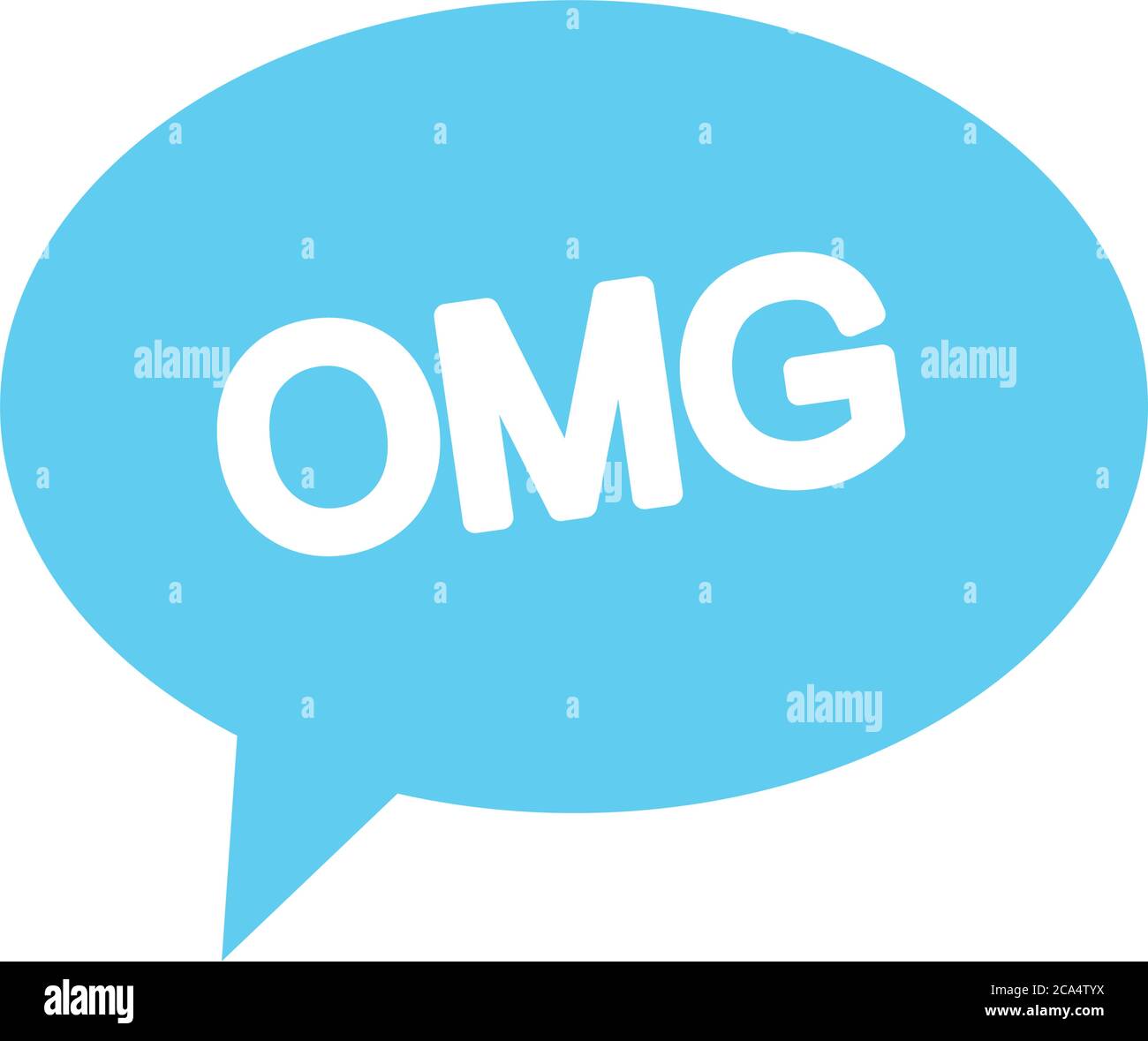 slang bubble concept, blue speech bubble with omg word over white ...