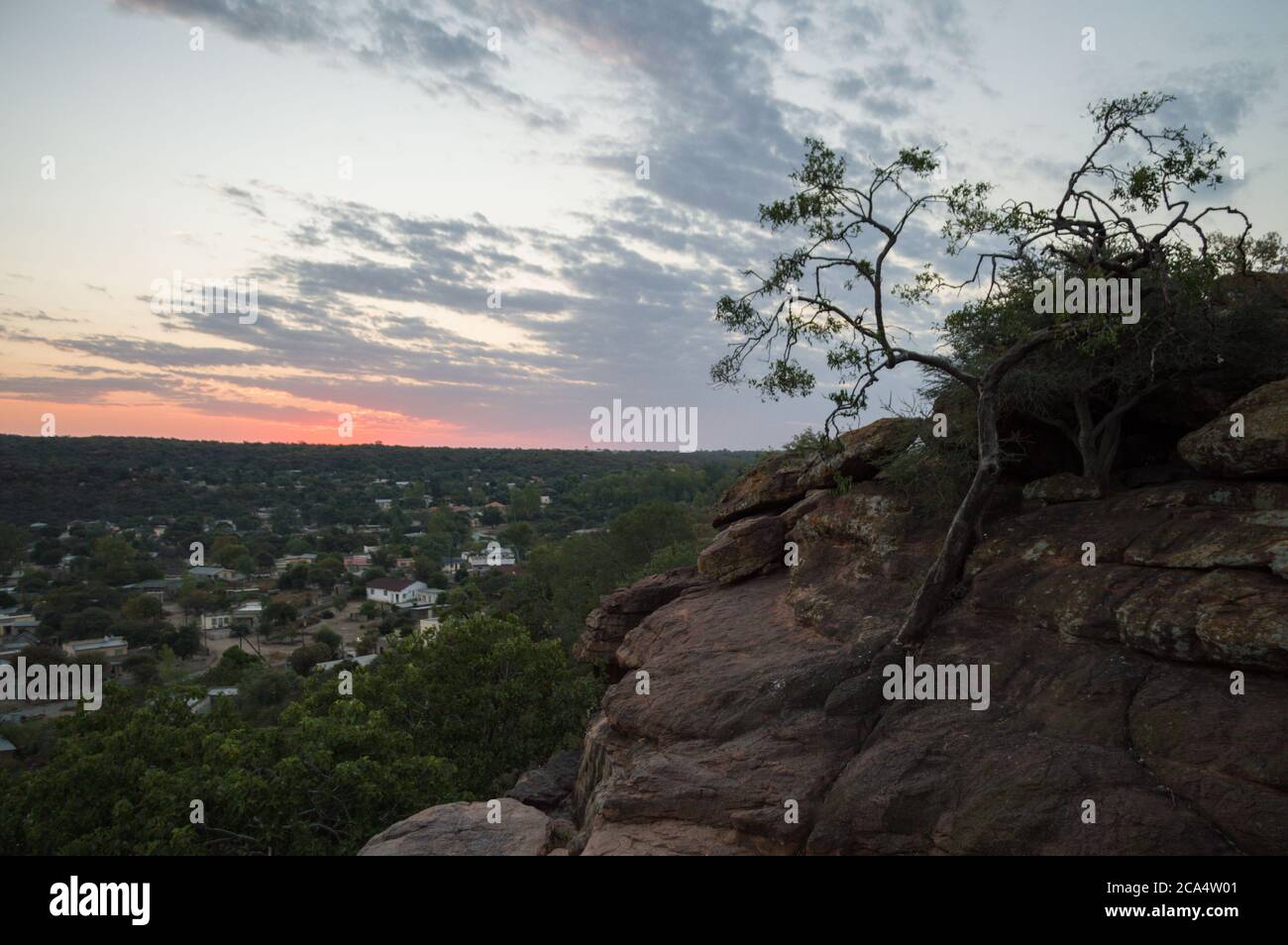 Sunset with Landscape and Cityscape seen from a Hill in Mochudi ...