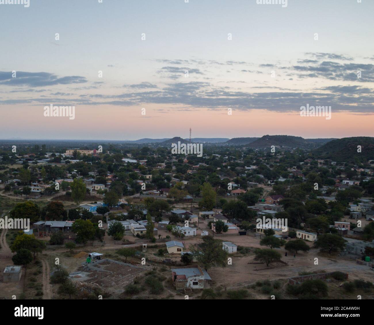 Sunset with Landscape and Cityscape seen from a Hill in Mochudi ...