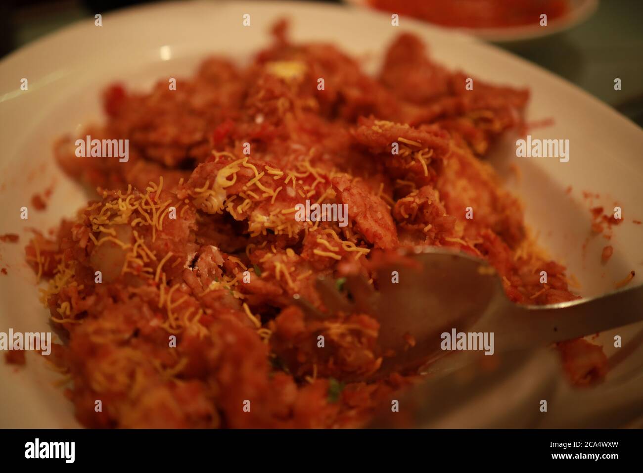 South Indian dish spicy beef fry Kerala, India. side dish ghee rice ...
