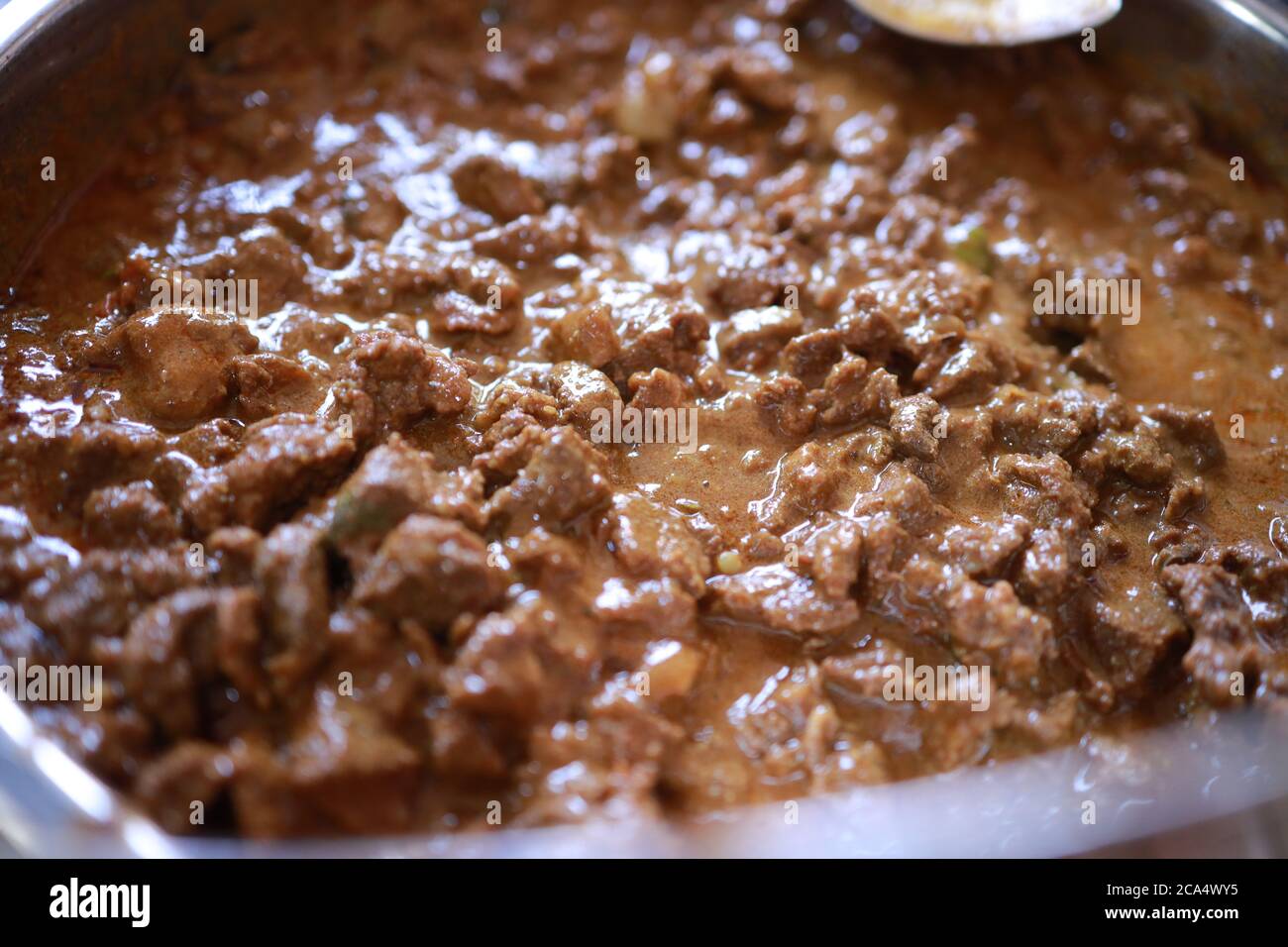 South Indian dish spicy beef fry Kerala, India. side dish ghee rice ...