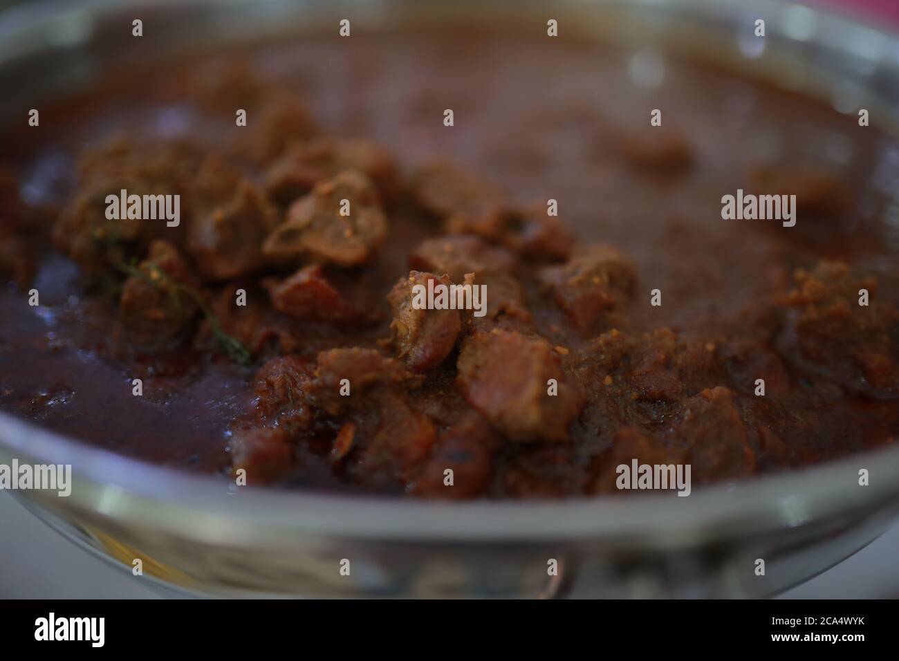 South Indian dish spicy beef fry Kerala, India. side dish ghee rice ...