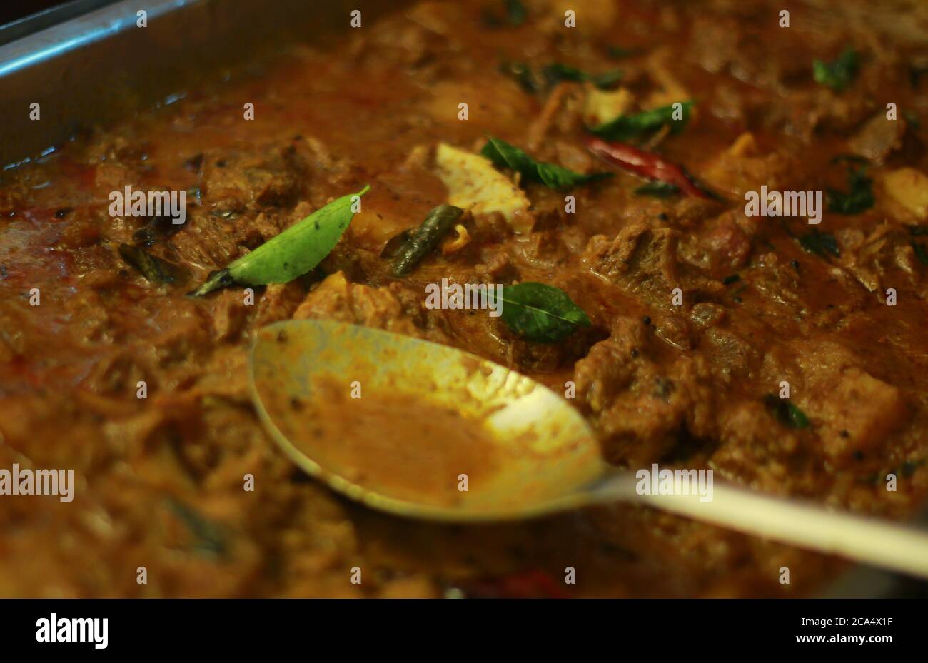 South Indian dish spicy beef fry Kerala, India. side dish ghee rice ...