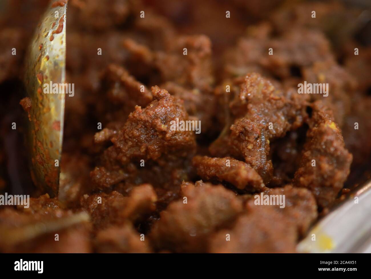 South Indian dish spicy beef fry Kerala, India. side dish ghee rice ...