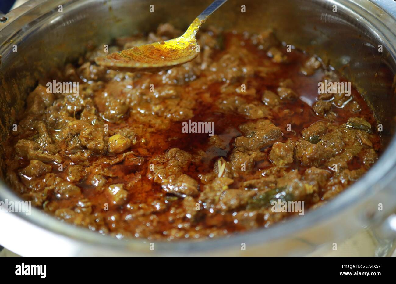 South Indian dish spicy beef fry Kerala, India. side dish ghee rice ...