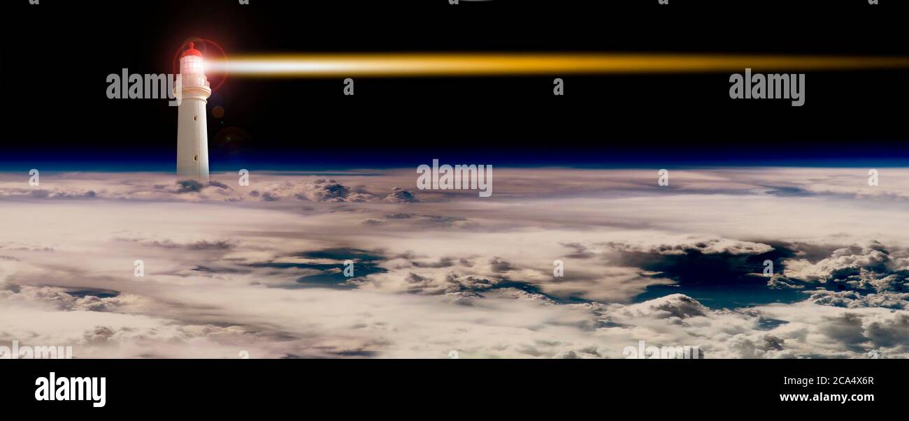 Lighthouse above the clouds Stock Photo - Alamy