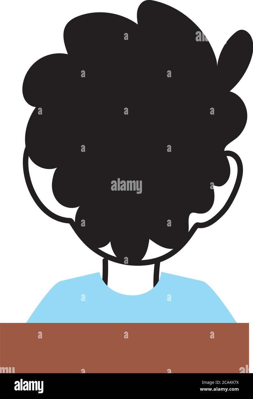 cartoon boy head from behind vector illustration design Stock Vector ...
