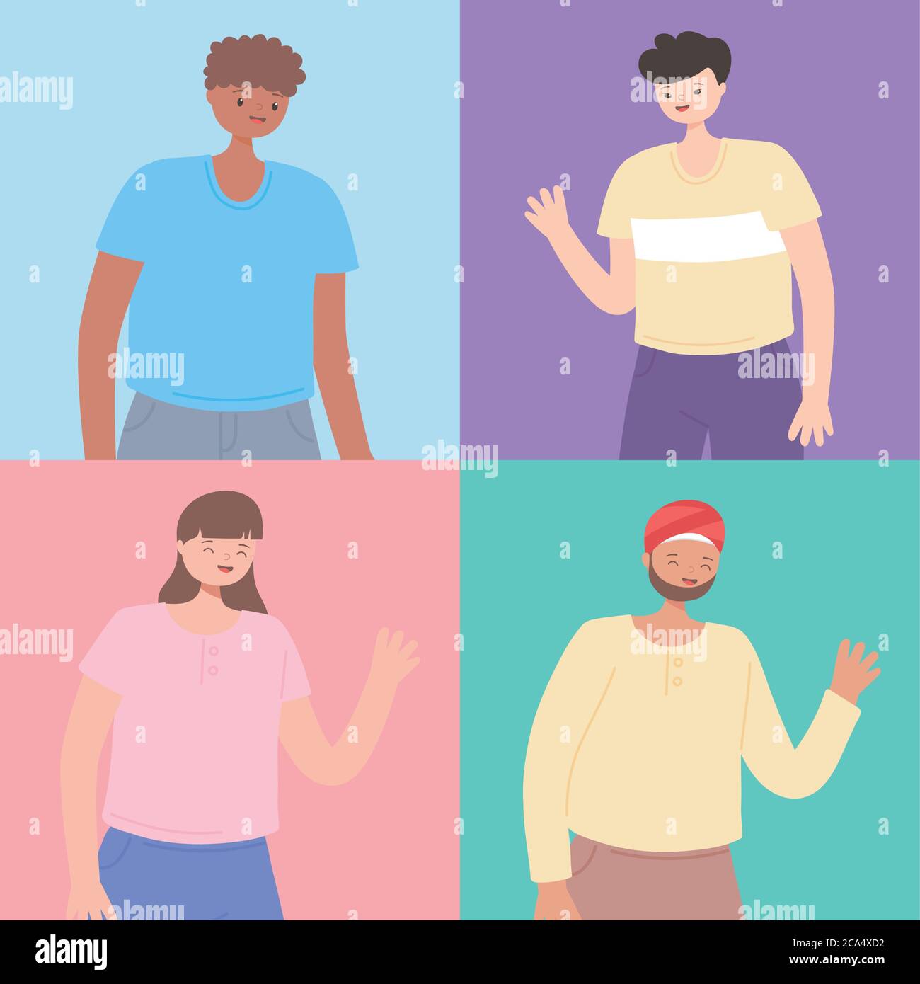 diverse multiracial and multicultural people, portrait young men and ...