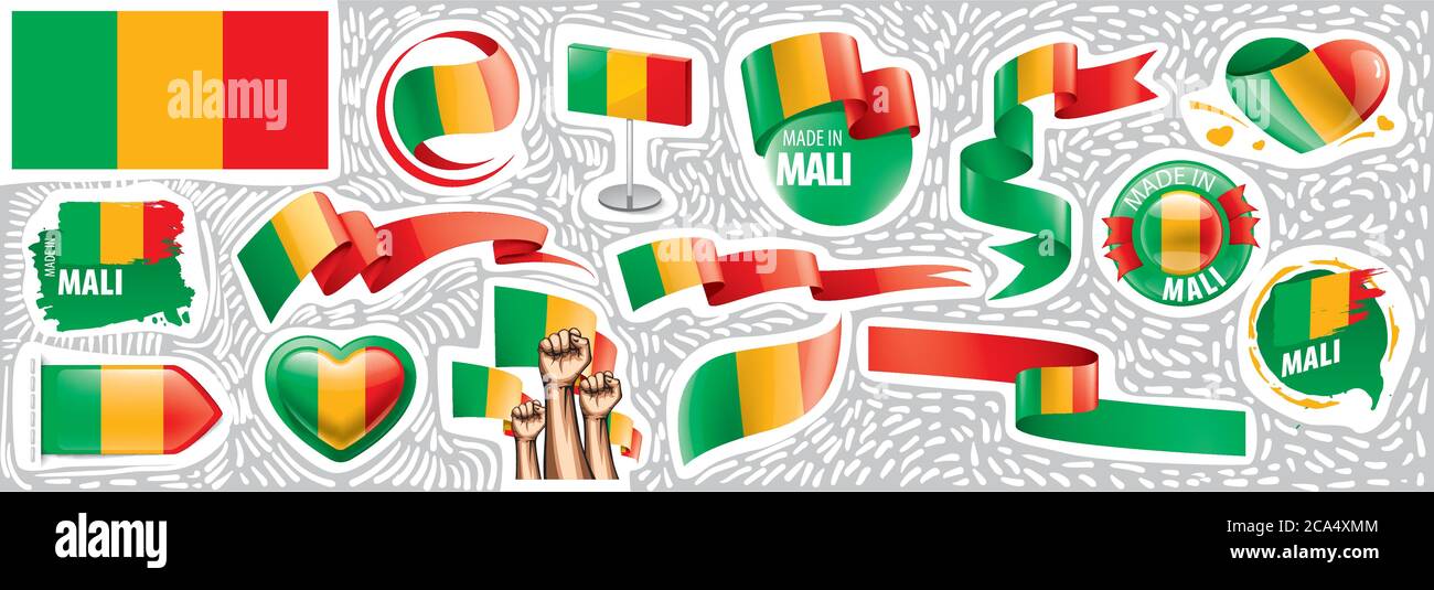 Vector set of the national flag of Mali in various creative designs ...