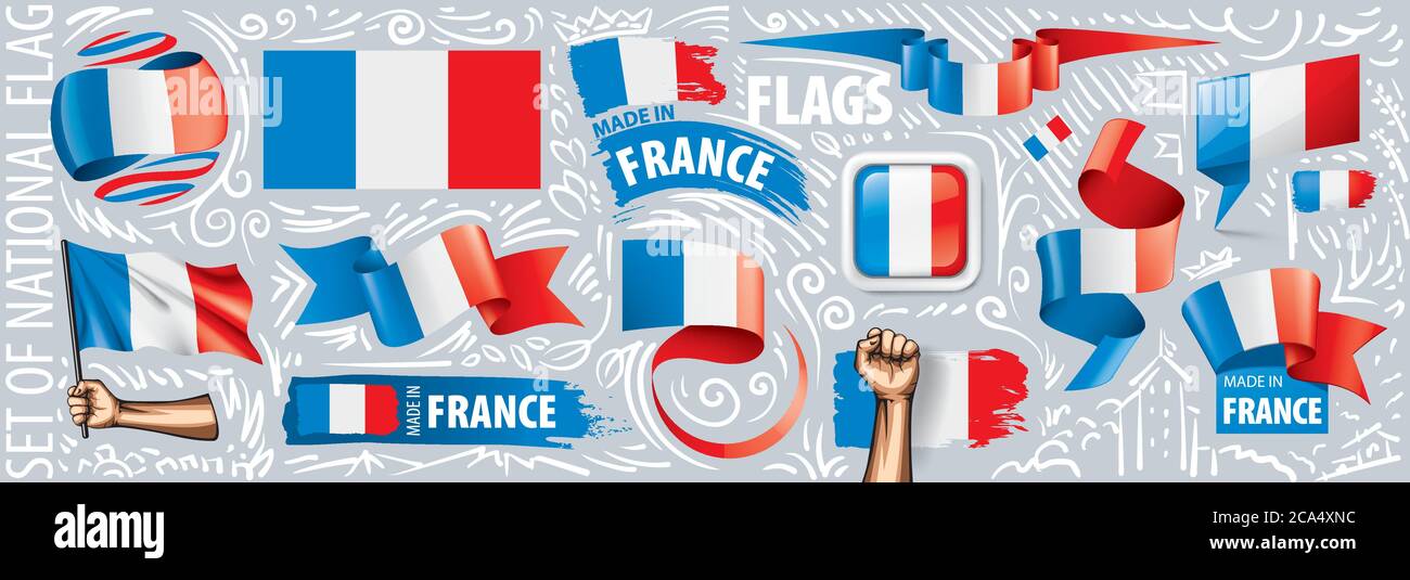 Vector set of the national flag of France in various creative designs ...