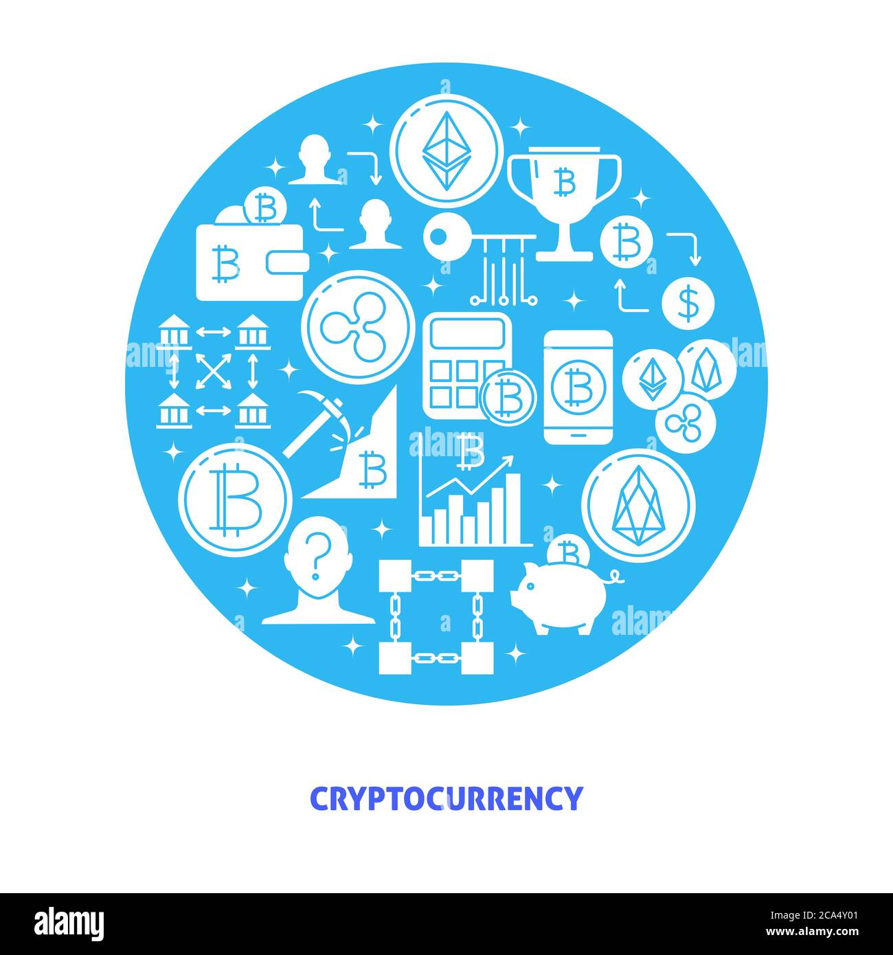 Cryptocurrency round banner with place for text. Alternative currency ...