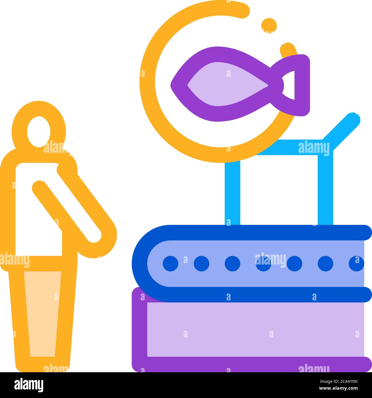 fish factory conveyor icon vector outline illustration Stock Vector ...